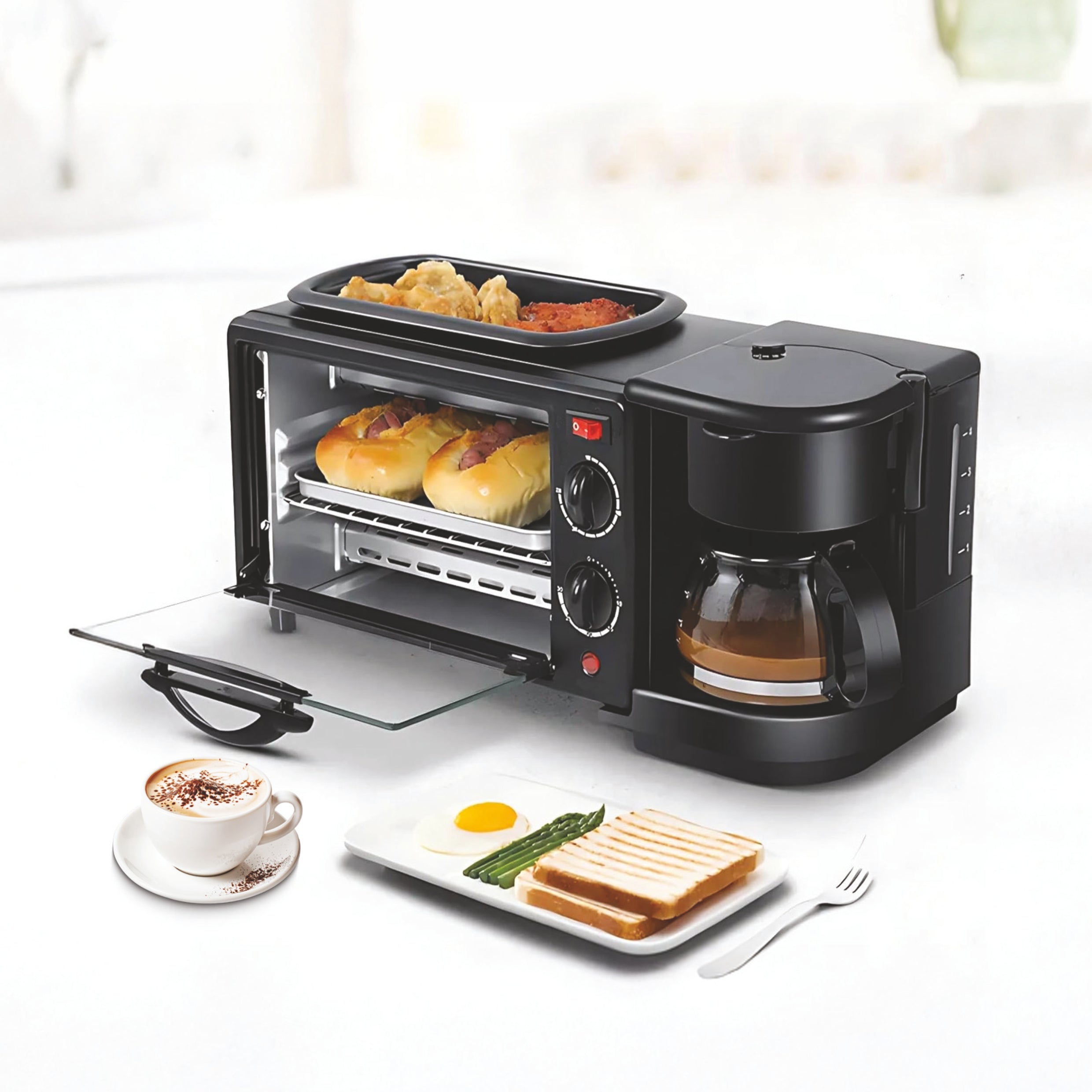 CM-1115 3-in-1 Breakfast Maker | Mini Oven, Coffee Maker & Grill Toast ...